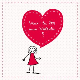 Carte Saint Valentin "Be my Valentin(e)" - Boutique Fêtes vous même