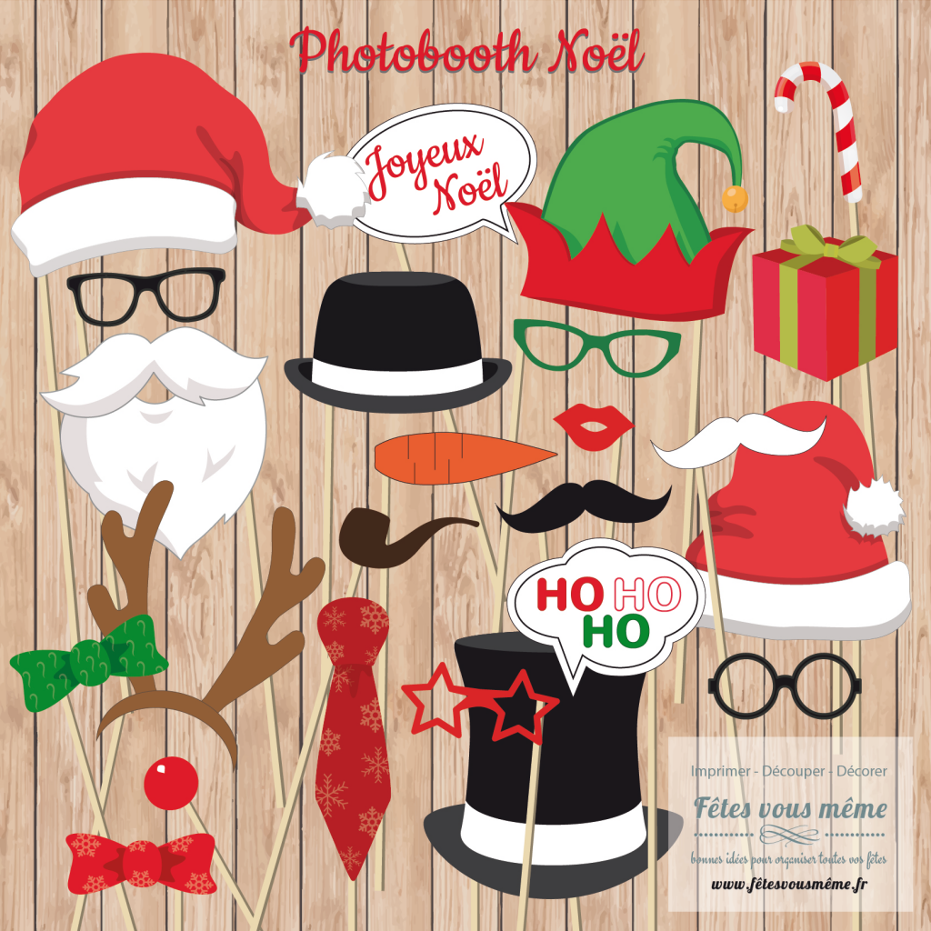Lunette Noel Adulte Kit Photo Booth Noël 32 Pièces - Accessoires ...